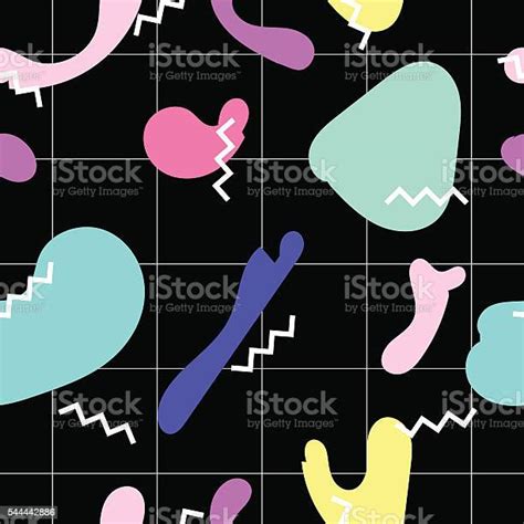 벡터 이음새 없는 패턴 색상화 보세요 멤피스 스타일의 추상적임 지원자로 적합합니다 기하 도형에 대한 스톡 벡터 아트 및 기타