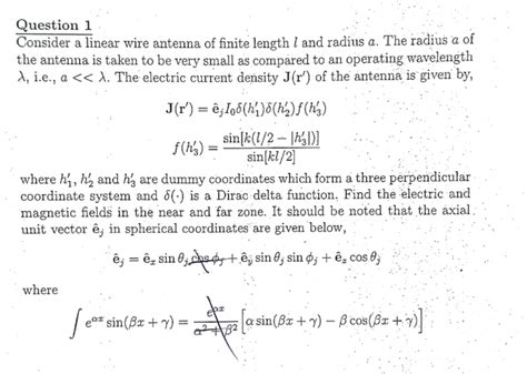 Solved Question 1consider A Linear Wire Antenna Of Finite