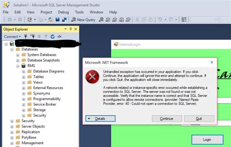 Database A Network Related Or Instance Specific Error Occurred Sql Servererror 40 Cound