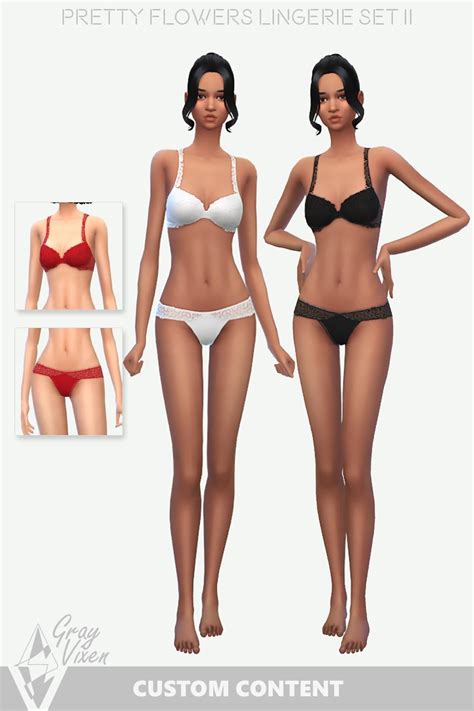 The Sims 4 Cc Flower Detailed Bra And Panty Set R Sims4
