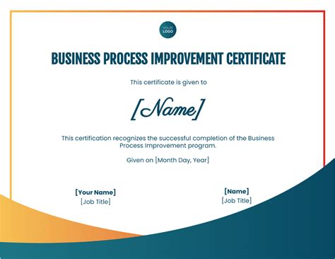Free Business Process Improvement Certificate Template To Edit Online