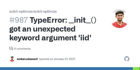 Typeerror Init Got An Unexpected Keyword Argument Iid · Issue 987 · Scikit Optimize
