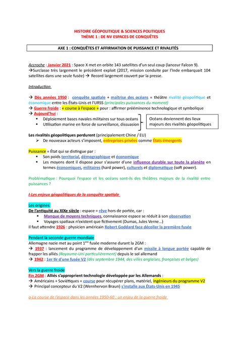 Hggsp Thème 1 AXE 1 fiche HISTOIRE GÉOPOLITIQUE SCIENCES