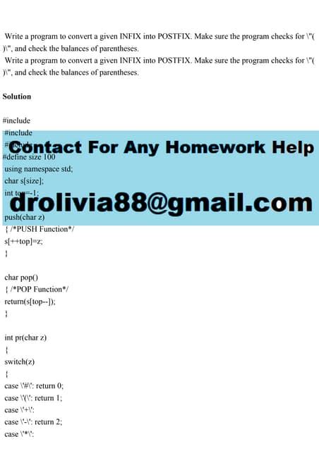 Write A Program To Convert A Given Infix Into Postfix Make Sure Pdf