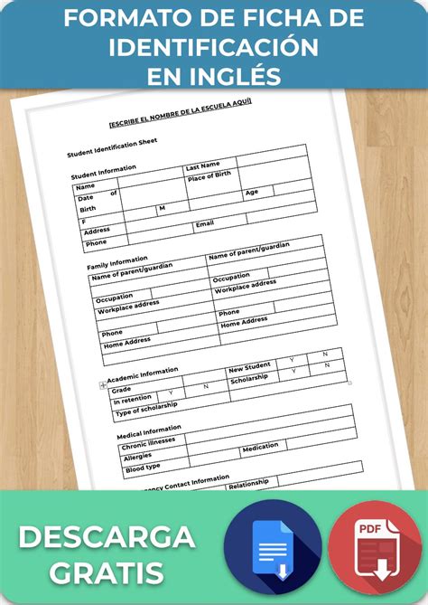 Ficha de Identificación en Inglés Formatos Ejemplos Cómo hacer 2023