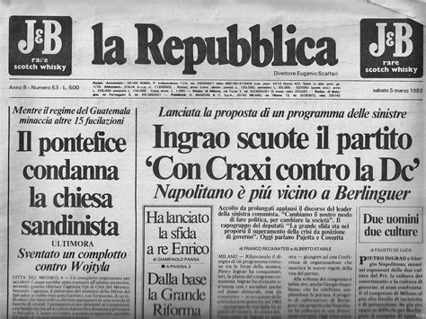 Nace El Periódico Italiano La Repubblica Con Un Ideario Liberal De