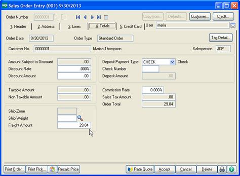 set up rate quote defaults