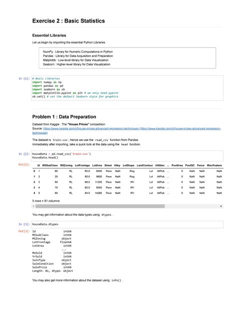 Exercise Solution Jupyter Notebook Exercise Basic Statistics