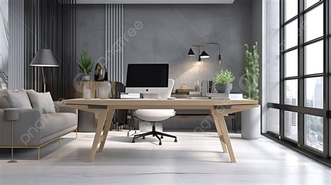 3d로 렌더링된 소파 책상과 데스크탑 컴퓨터가 있는 현대적인 거실 작업 공간 미니멀한 방 현대 소파 소파 배경 일러스트 및 사진 무료 다운로드 Pngtree