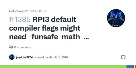 Rpi3 Default Compiler Flags Might Need Funsafe Math Optimizations