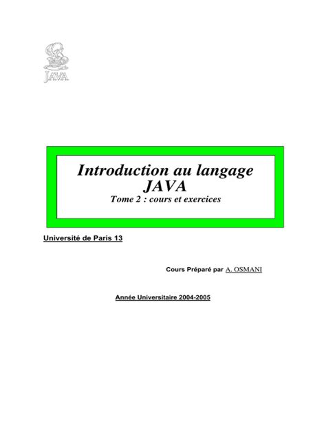 Introduction Au Langage Java