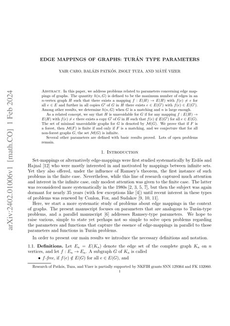 Pdf Edge Mappings Of Graphs Turan Type Parameters