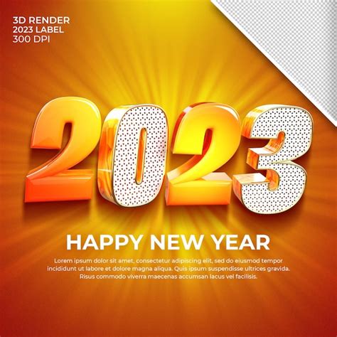Premium Psd Happy New Year 2023 3d Render Label Banner Or Post Template