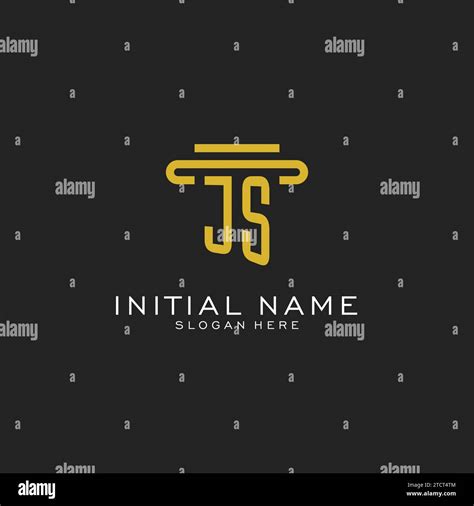 Js Initial Logo With Simple Pillar Style Design Vector Graphic Stock