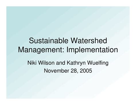 Sustainable Watershed Management Implementation Slides Esm 224