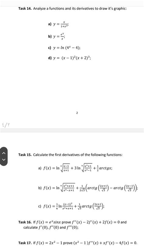 Solved Task Analyze A Functions And Its Derivatives To Chegg