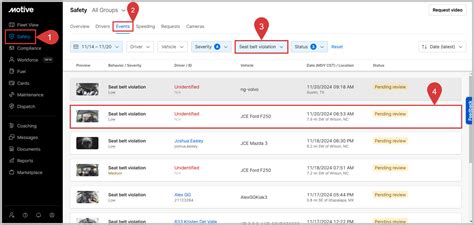 How To View A Seat Belt Violation Event On The Fleet Dashboard Motive