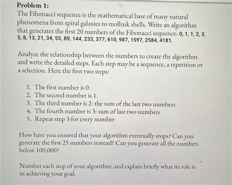 Solved The Fibonacci Sequence Is The Mathematical Base Of Chegg