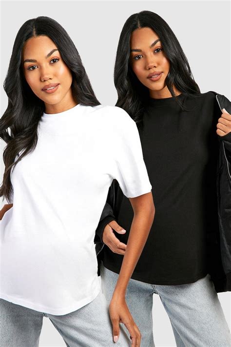 Maternity Basic Oversized T Shirt 2 Pack Boohoo Uk