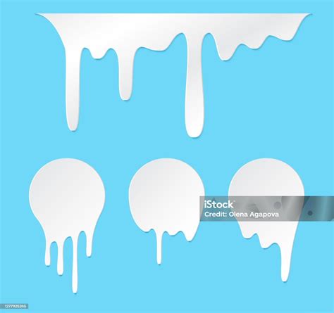 드립 스티커 또는 서클 밀크 라벨을 녹입니다 벡터 액체는 그래피티 Blob 스티커아이콘을 떨어뜨립니다 흰색 액체 또는 녹인 초콜릿 드립 우유 현재 페인트 귀여운에 대한 스톡