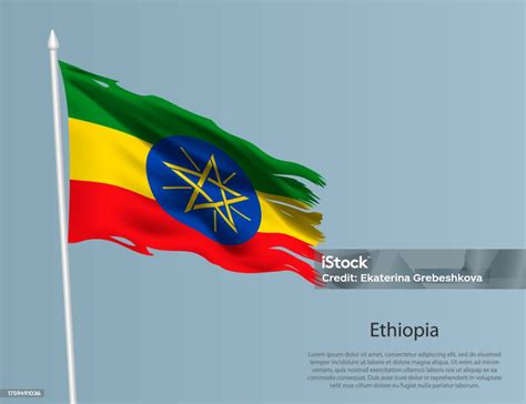 에티오피아의 누더기 국기 파란색 배경에 물결 모양의 찢어진 천 3차원 형태에 대한 스톡 벡터 아트 및 기타 이미지 3차원 형태 개체 그룹 국가 관광명소 Istock