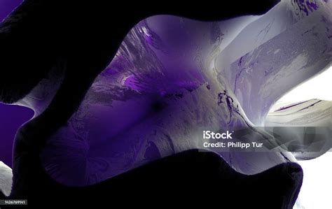 추상적 인 예술의 3d 렌더링 곡선 물결 모양의 우아함 선의 언덕이나 모래 언덕이있는 초현실적 인 풍경의 일부가있는 3d 배경은 흰색과 자주색 그라디언트 색상의 금속 철