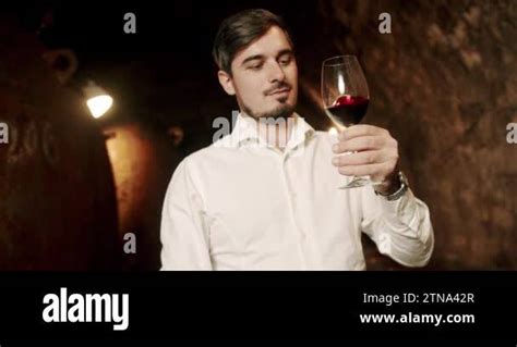 Winemaking Concept Happy Successful Male Winemaker Is Tasting A Flavor