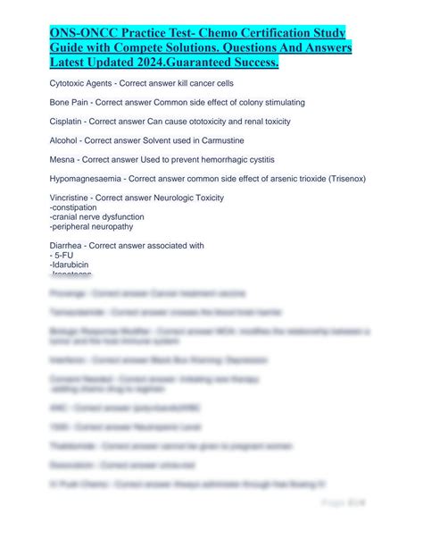 Solution Ons Oncc Practice Test Chemo Certification Study Guide With