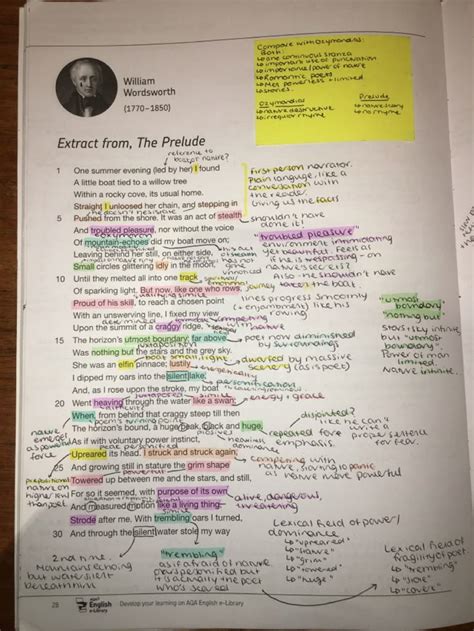 Gcse Poetry Anthology Extract From ‘the Prelude Gcse English