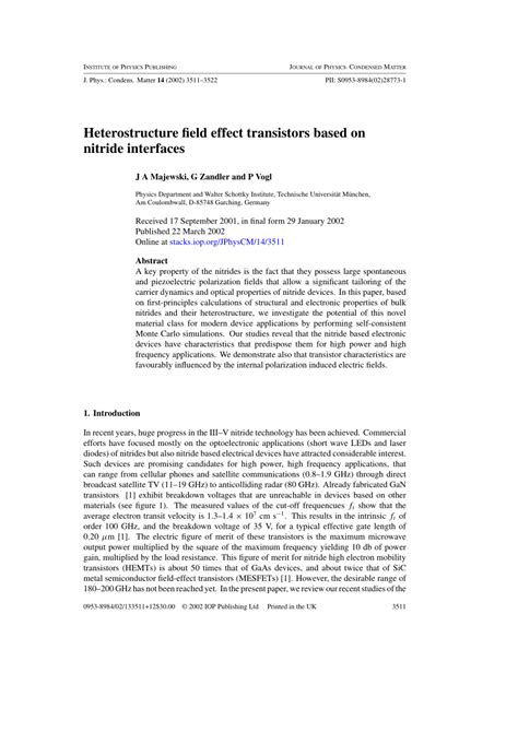 Pdf Heterostructure Field Effect Transistors Based On Nitride Interfaces