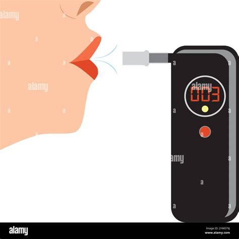 Driver Alcohol Test Device Isolated On White Person Blowing Into The