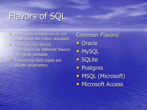 Ppt Sql Standards And Flavors Powerpoint Presentation Free Download