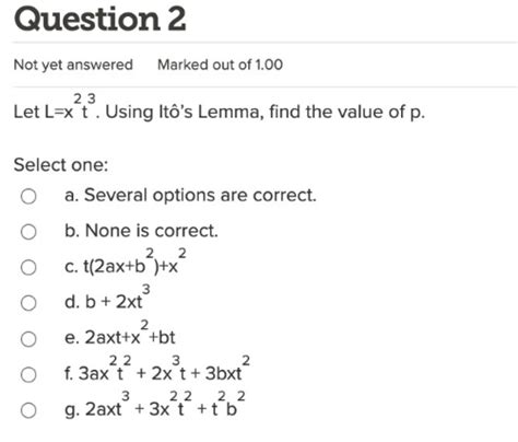 Solved Let Lx2t3 Using Itôs Lemma Find The Value Of P