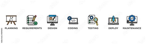 Software Development Life Cycle Banner Web Icon Illustration Concept Of Sdlc With Icon Of