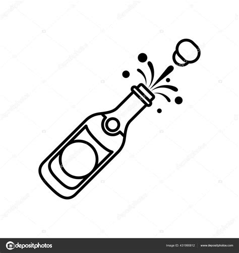 Champagne Bottle Line Style Icon Stock Vector By ©jemastock 431990812