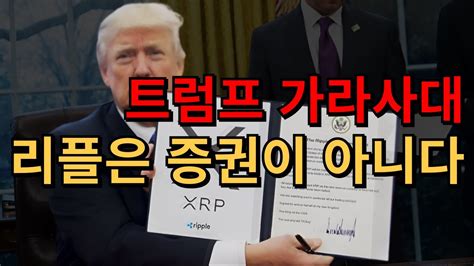 트럼프 왈 리플은 증권이 아니다 리플 리플코인 Youtube