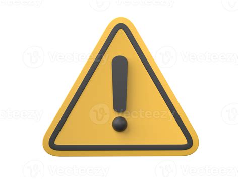 3D Warning Sign Isolated On Transparent Background PNG File Format