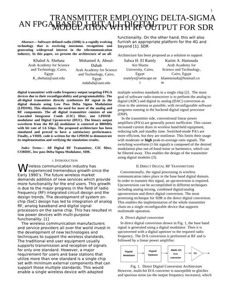 pdf an fpga based 1 bit all digital transmitter employing delta sigma