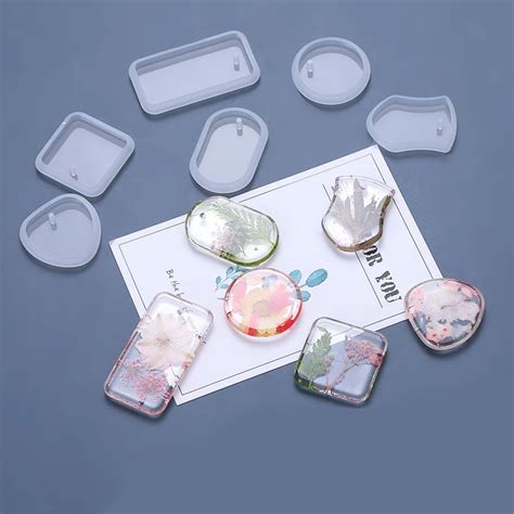 레진 아트 재료 레진몰드 세트 레진아트 몰드 Diy 키체인 펜던트 실리콘 몰드 원형 직사각형 에폭시 수지 티몬