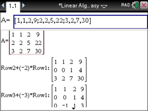 Gauss Jordan Elimination Row Echelon Step By Step Using The Tinspire Cx Tinspireapps