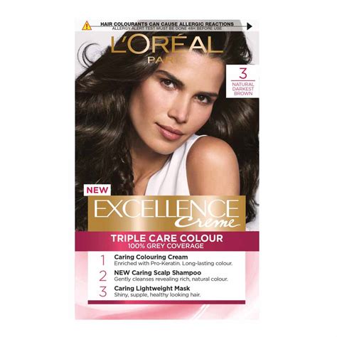 Loreal Paris Excellence Creme 3 Natural Darkest Brown Permanent Hair