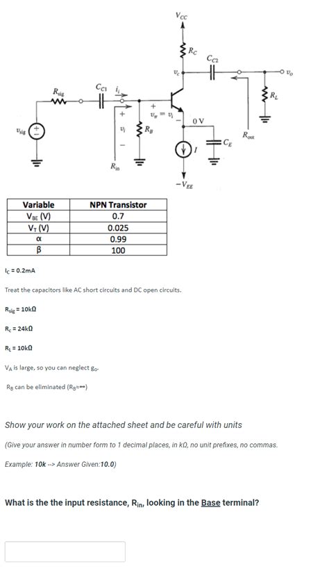Solved V cc Rc Cc2 Vc Ο υο Cci Rsig RL w 7 V in the OV Chegg com