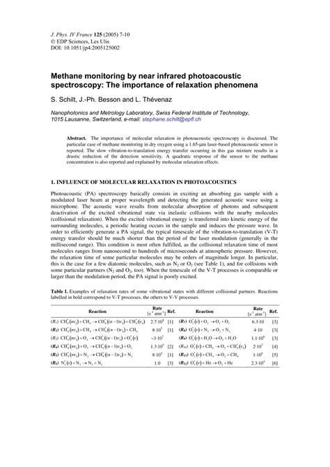 PDF Methane Monitoring By Near Infrared Photoacoustic Spectroscopy The Importance Of