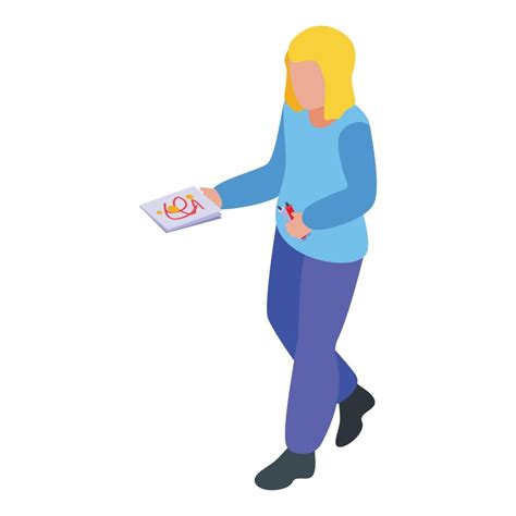 Disobedient Girl Drawing Icon Isometric Style 15646638 Vector Art At