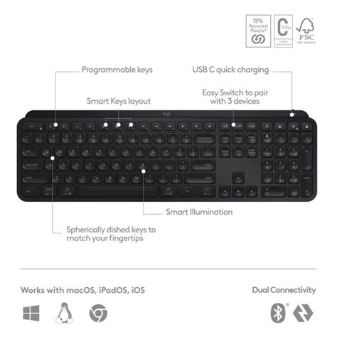 کیبورد بی سیم لاجیتک Logitech Mx Keys S Wireless Black آرس سیستم