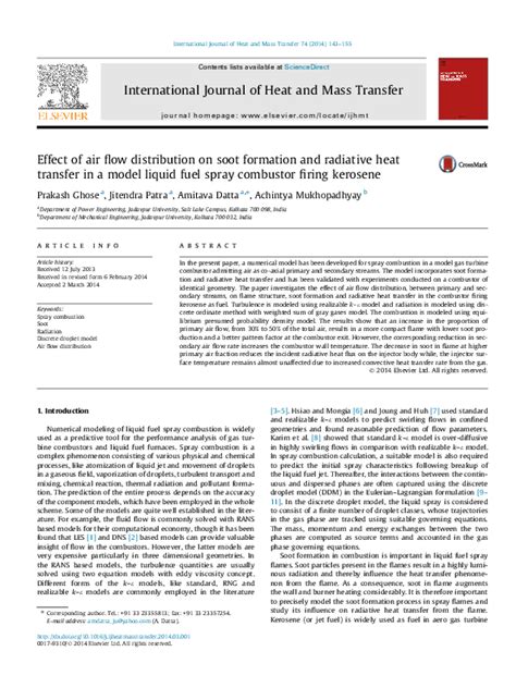 Effect Of Air Flow Distribution On Soot Formation And Radiative Heat Transfer In A Model Liquid