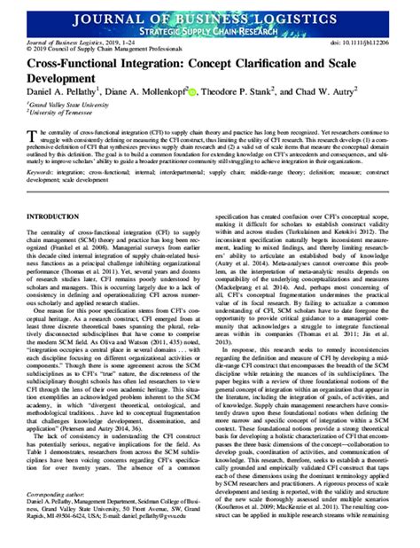 Pdf Cross‐functional Integration Concept Clarification And Scale
