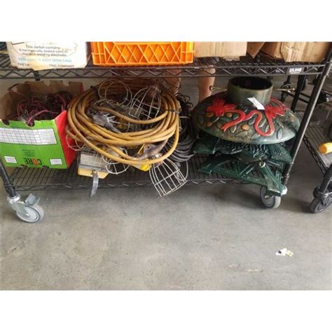 Lot Of String Lights And 3 Cast Iron Stands