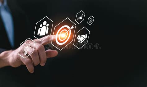 Planning Development Leadership And Customer Target Group Concept Businees Man Touch Target Icon