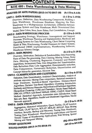 Data Warehousing And Data Mining LECTURE NOTES ON DATA MINING DATA WAREHOUSING SYLLABUS